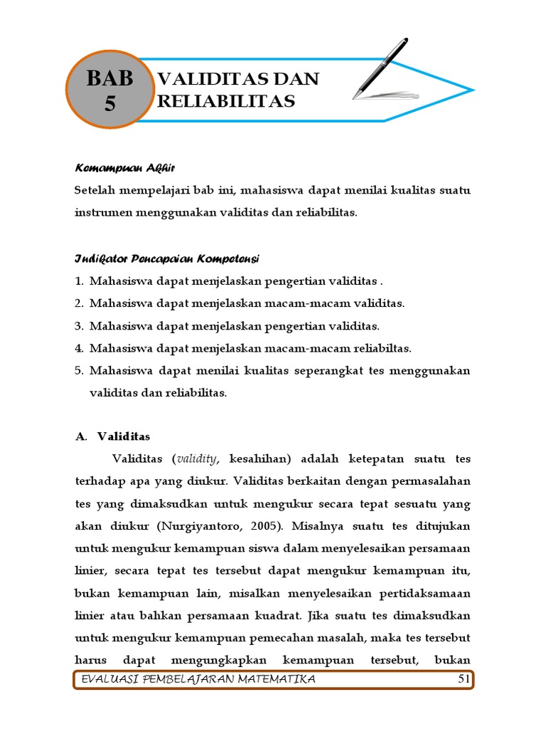 Bab 5 Validitas Dan Reliabilitas | PDF