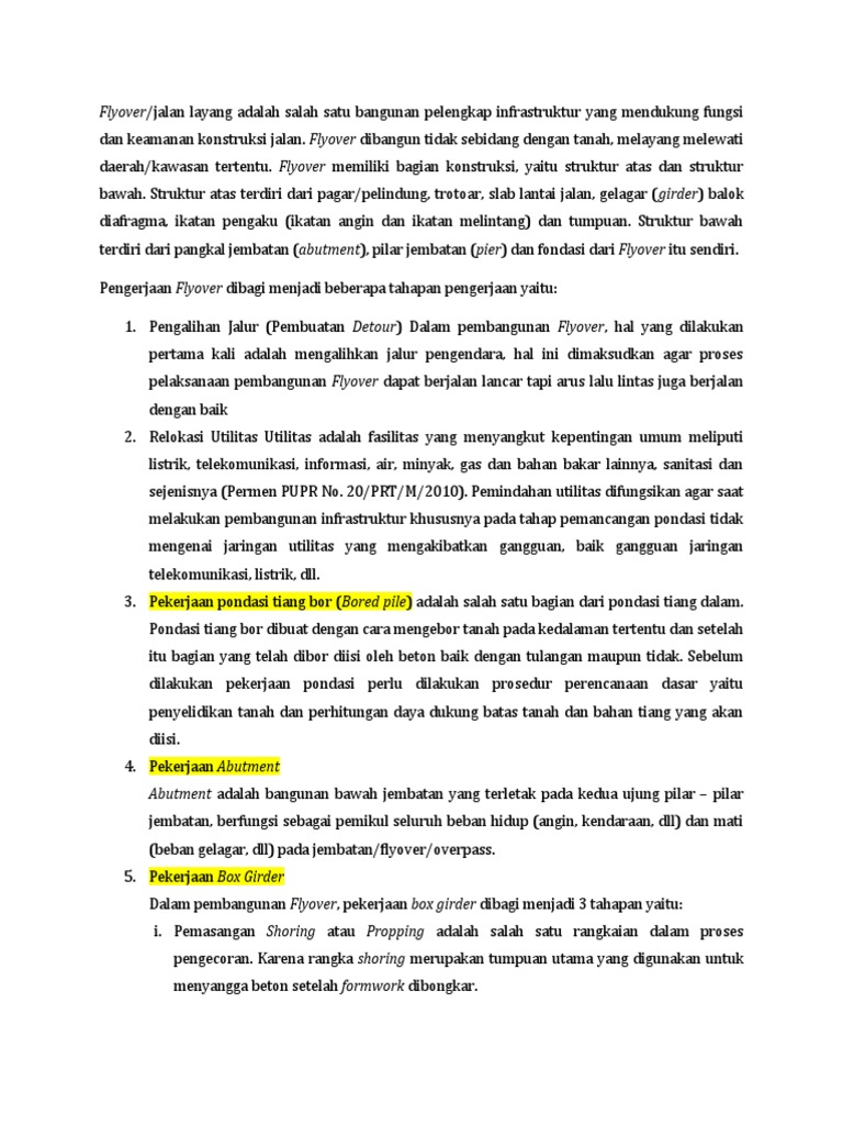 Tahapan Pengerjaan Flyover Pdf