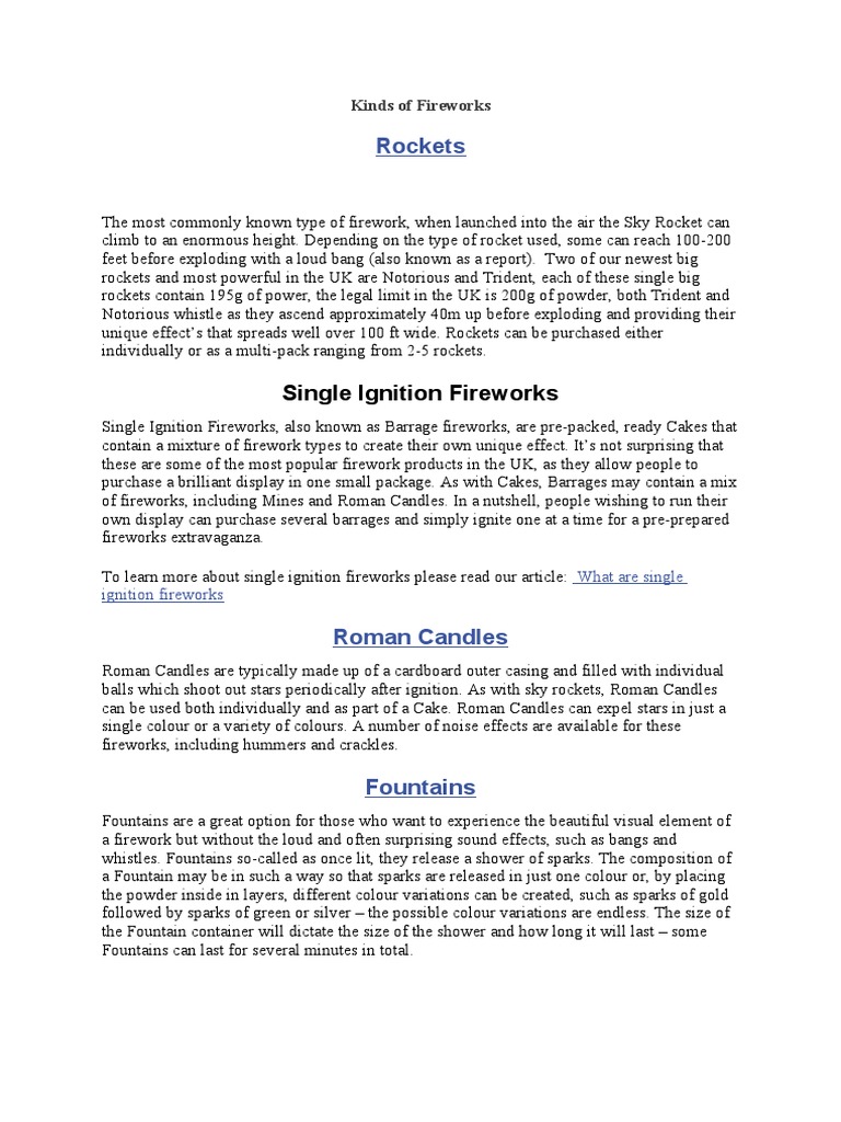 Kinds of Fireworks | PDF | Particulates | Fireworks