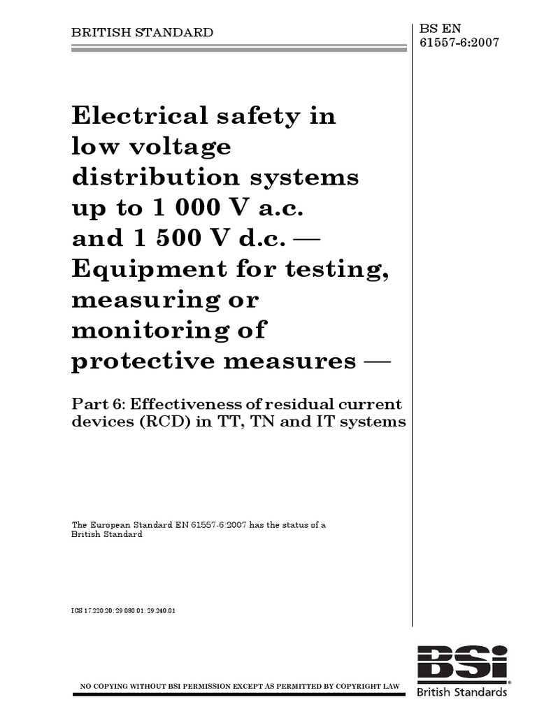 BS en 61557-6-2007 | PDF | Physical Quantities | Electric Power