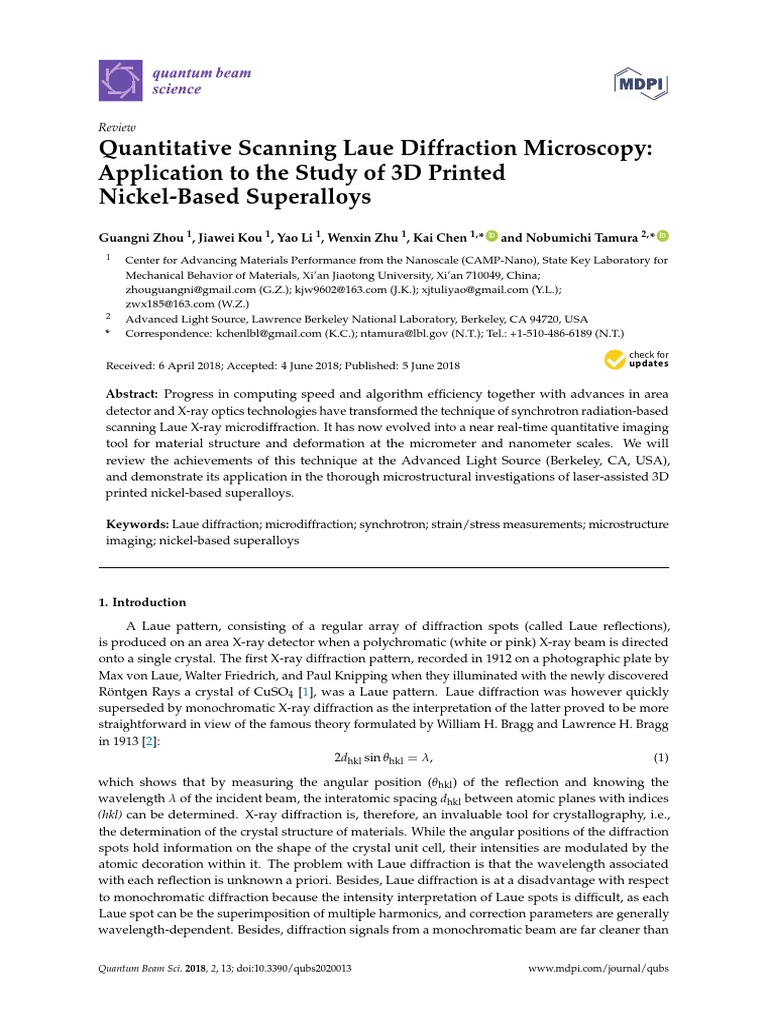 Quantitative Scanning Laue Diffraction Microscopy: Application To The Study of 3D Printed Nickel ...
