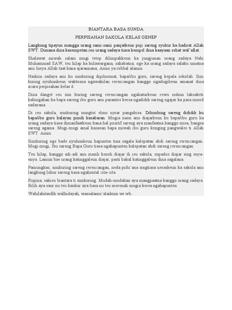 Biantara Pidato Basa Sunda Pidato Paturay Tineung | PDF