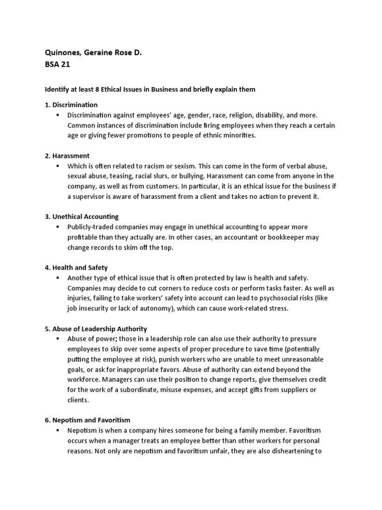 Quinones, Geraine Rose D. BSA 21 | PDF | Sexism | Harassment
