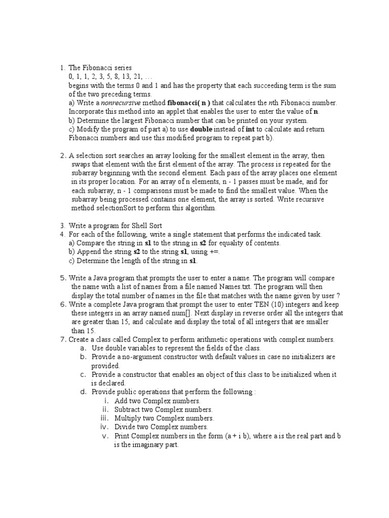 Java Exercise Pdf Class Computer Programming Method Computer Programming