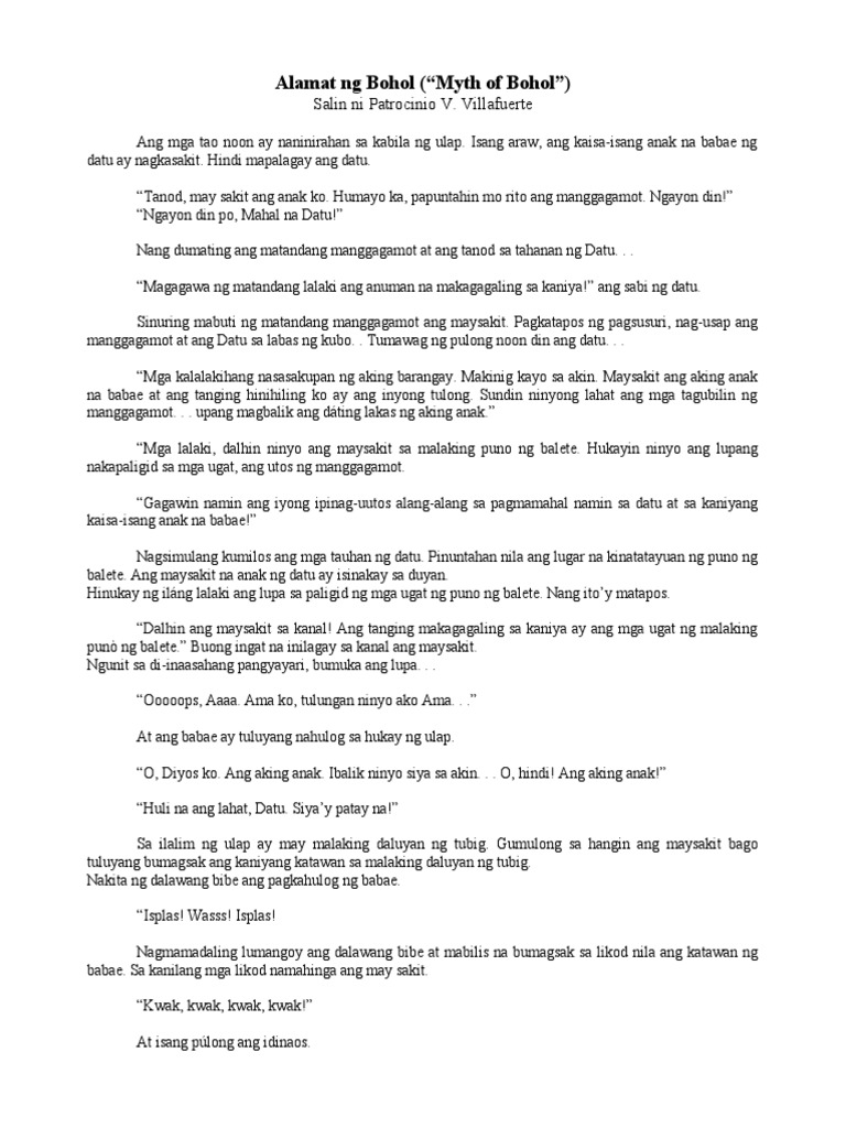 Alamat NG Bohol | PDF