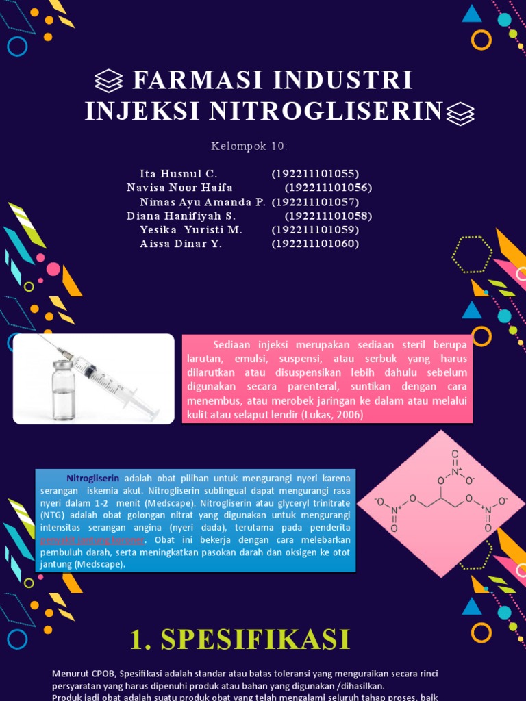Formulasi dan Produksi Injeksi Nitrogliserin | PDF