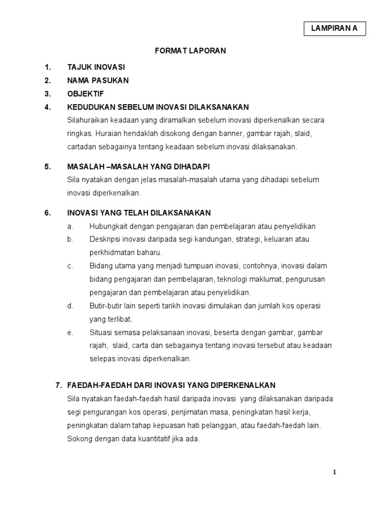 Format - Laporan INOVASI | PDF