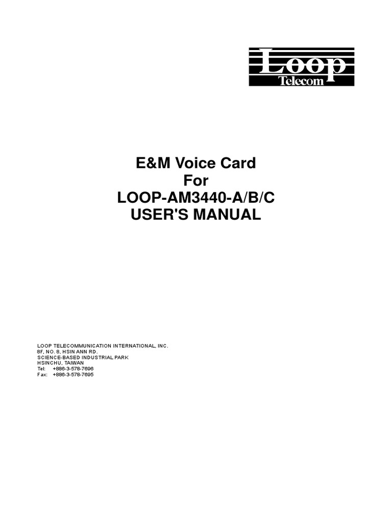 E&M Voice Card For LOOP-AM3440-A/B/C User'S Manual | PDF | Telephone Exchange | Detector (Radio)