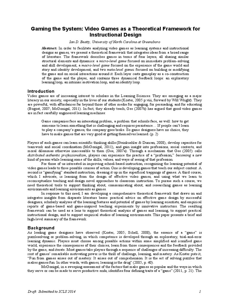 Gaming The System: Video Games As A Theoretical Framework For ...