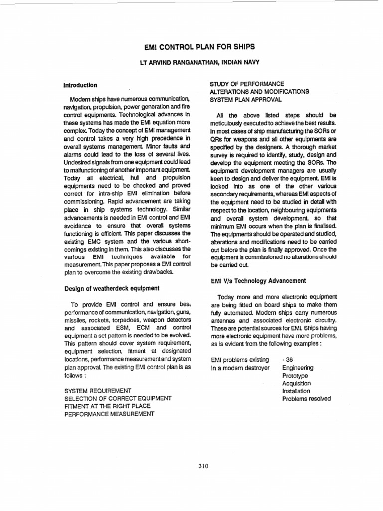 EMI Control Plan For Ships | PDF | Electromagnetic Compatibility ...