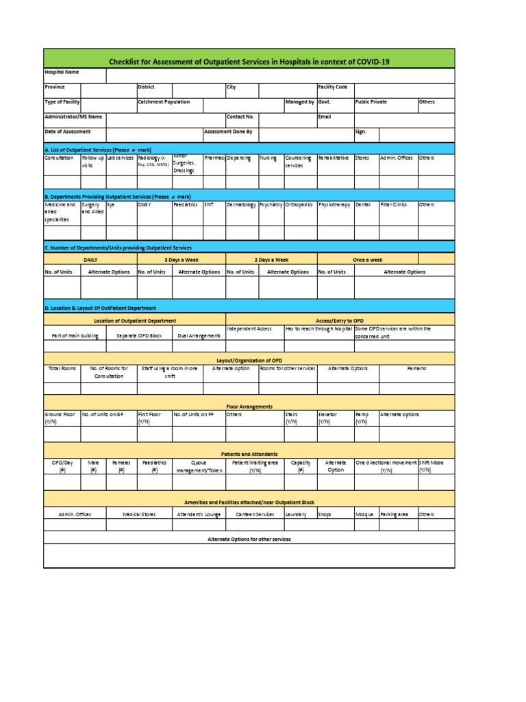 Hospital Assessment Checklist - JA | PDF | Personal Protective ...