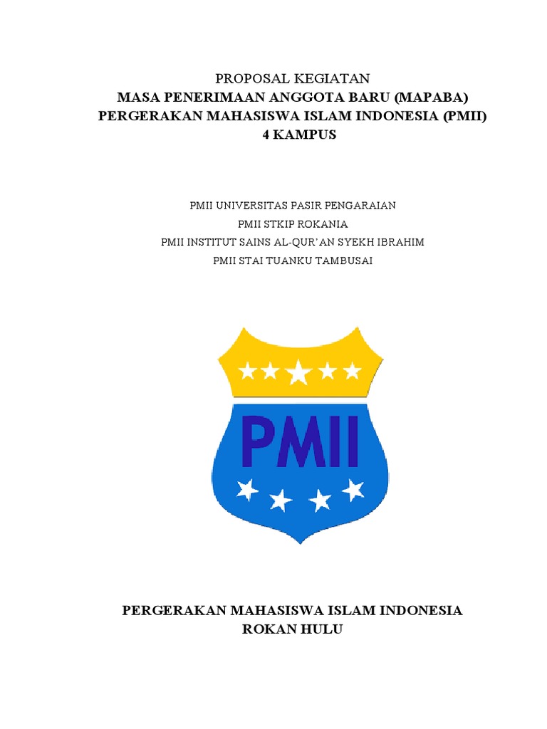 Proposal MAPABA PMII 4 Kampus Rokan Hulu | PDF | Karier & Perkembangan | Perjalanan