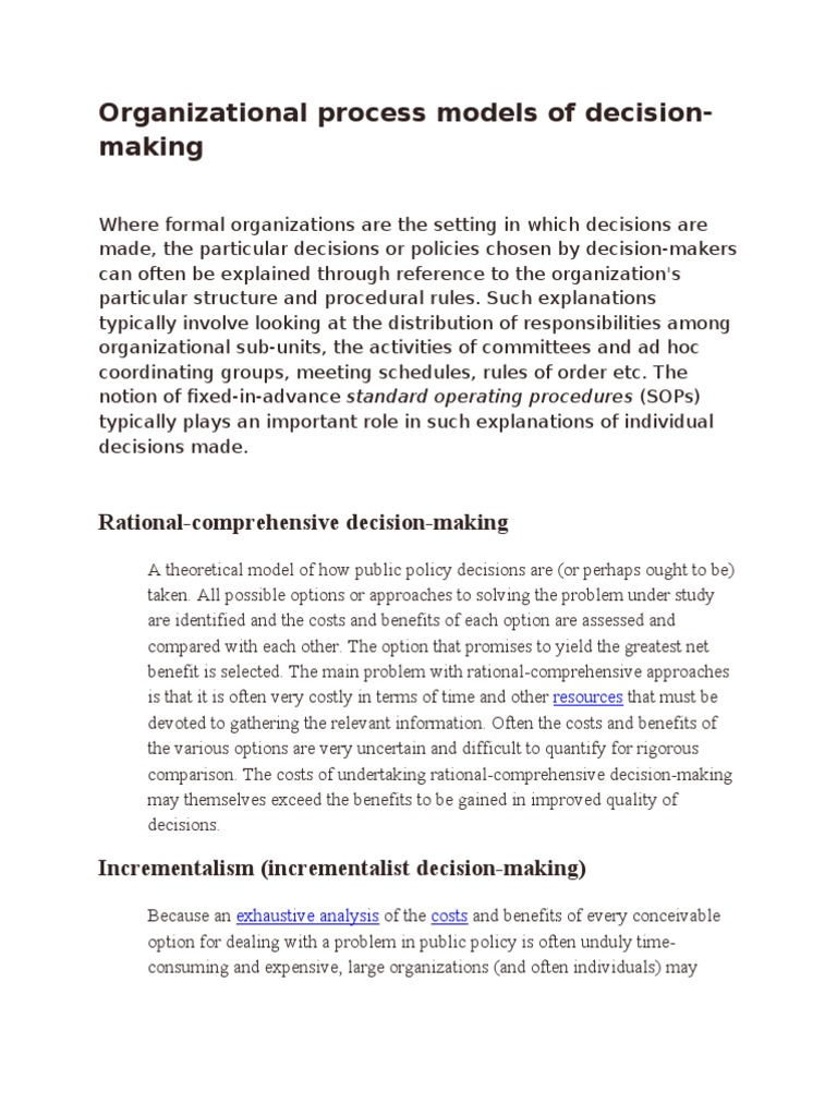 Organizational process models explain decision-making | PDF | Cost ...