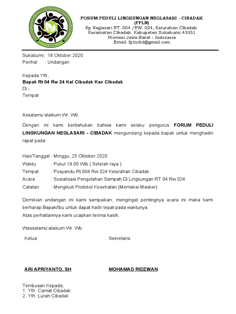 Undangan Rapat Pemuda RT 004 | PDF