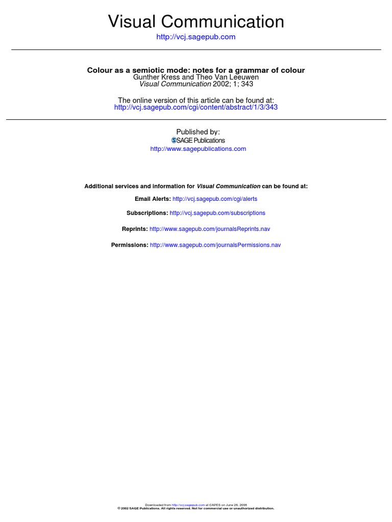 Kress, Van Leeuwen - Colour As A Semiotic Mode | PDF | Color | Paintings