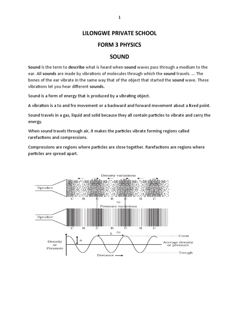 Form 3 Physics Sound | PDF | Sound | Frequency