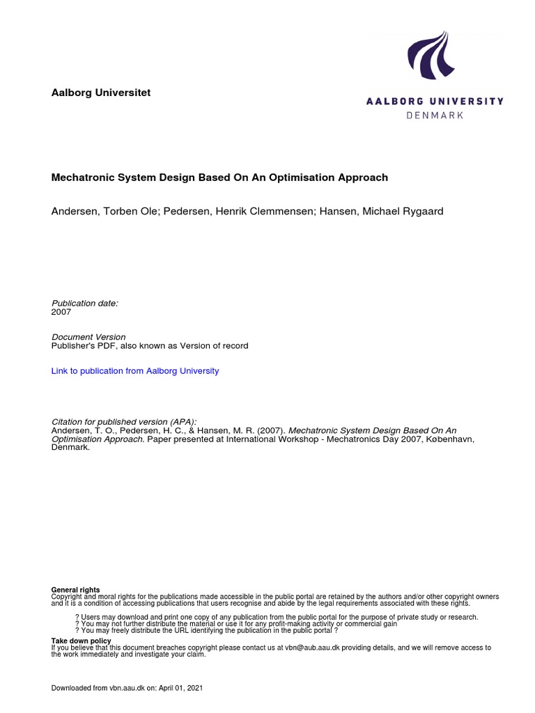 Aalborg Universitet: Andersen, Torben Ole Pedersen, Henrik Clemmensen ...