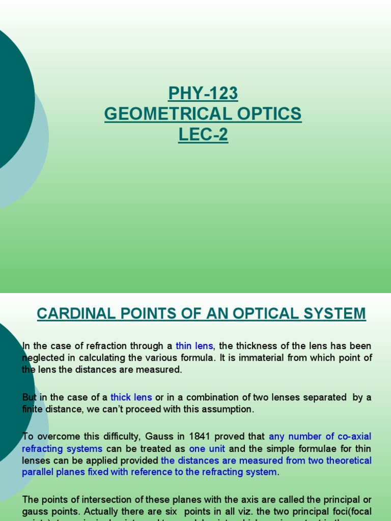 PHY-123 Geometrical Optics LEC-2 | PDF | Atomic | Electromagnetic Radiation