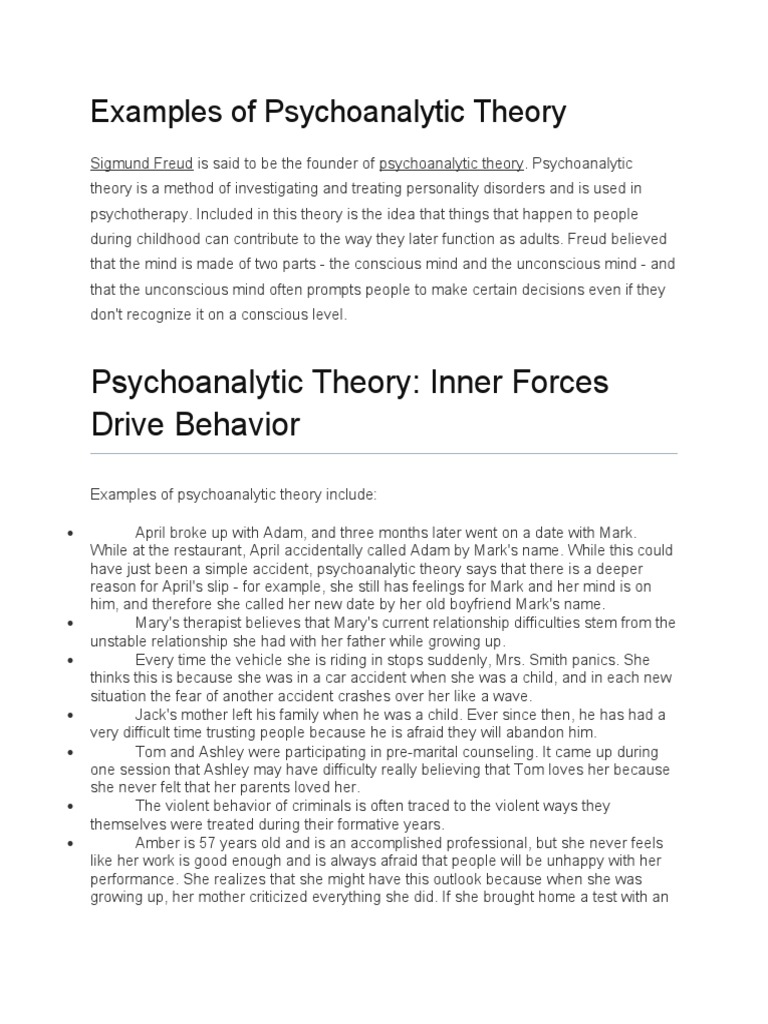 Examples of Psychoanalytic Theory | Download Free PDF | Id ...