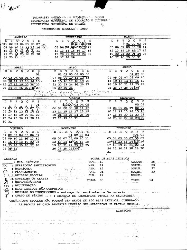 Calendário Escolar 1989 Completo | PDF | Natureza humana | Escolas