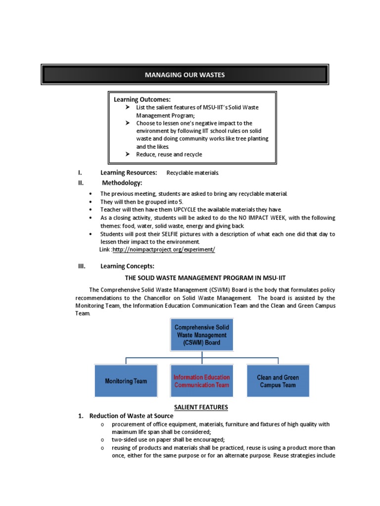 MSU-IIT Solid Waste Management Guide | PDF | Waste Management | Reuse