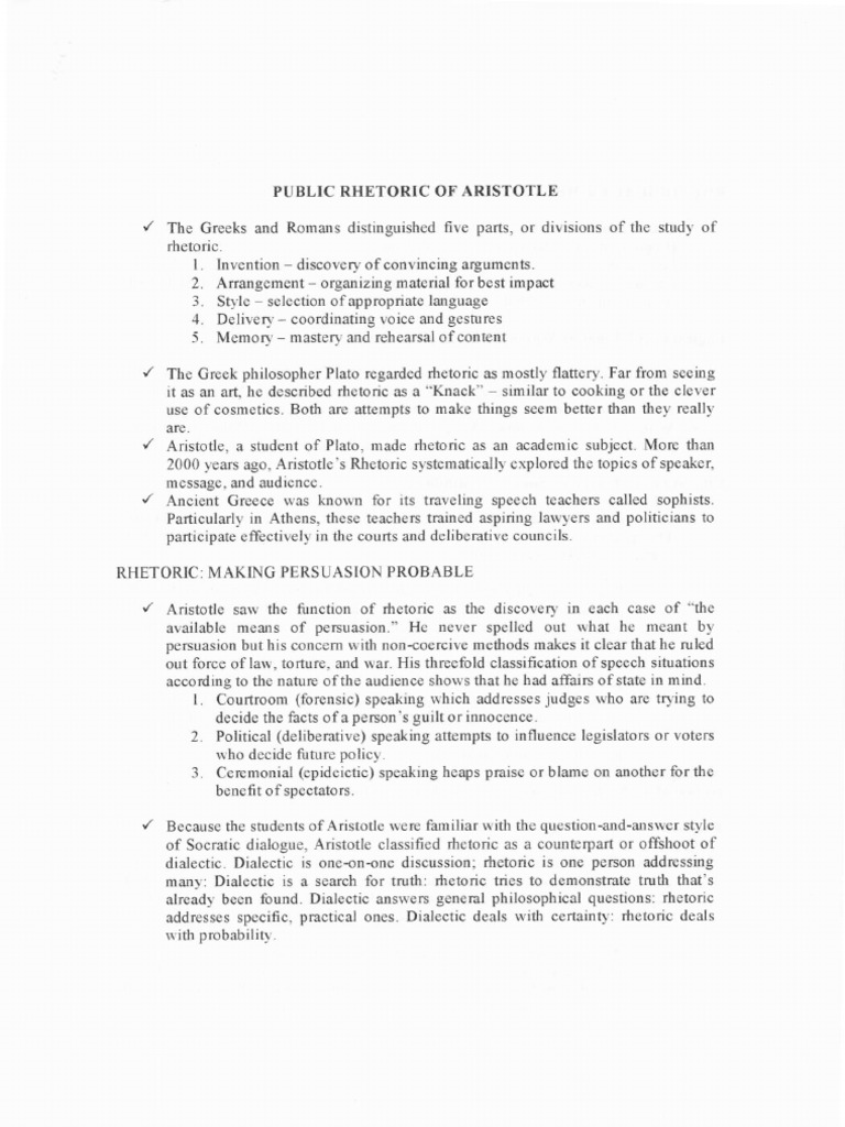 Public Rhetoric of Aristotle - Simplified | PDF | Rhetoric | Argument