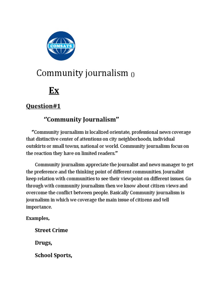 Question#1 'Community Journalism'' | PDF | Journalism | News