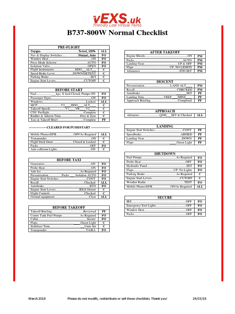B737 800 Checklists | PDF | Aerospace Engineering | Aerospace