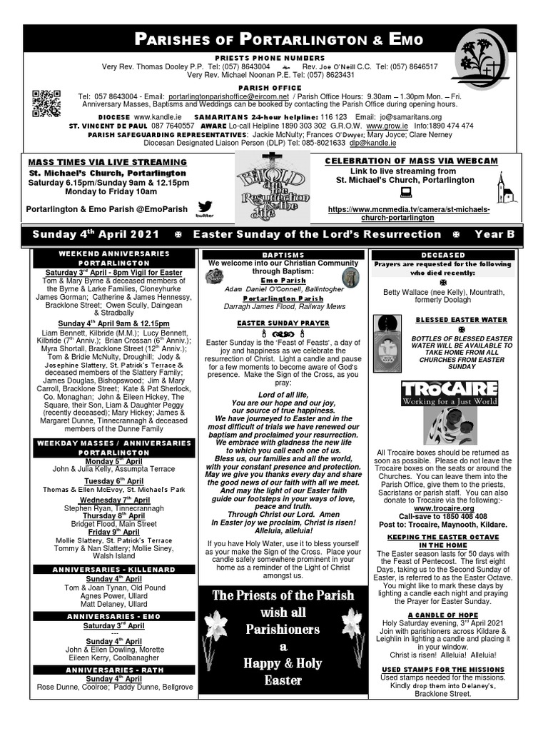 Portarlington Parish Easter Sunday Newsletter | PDF | Eastertide | Easter