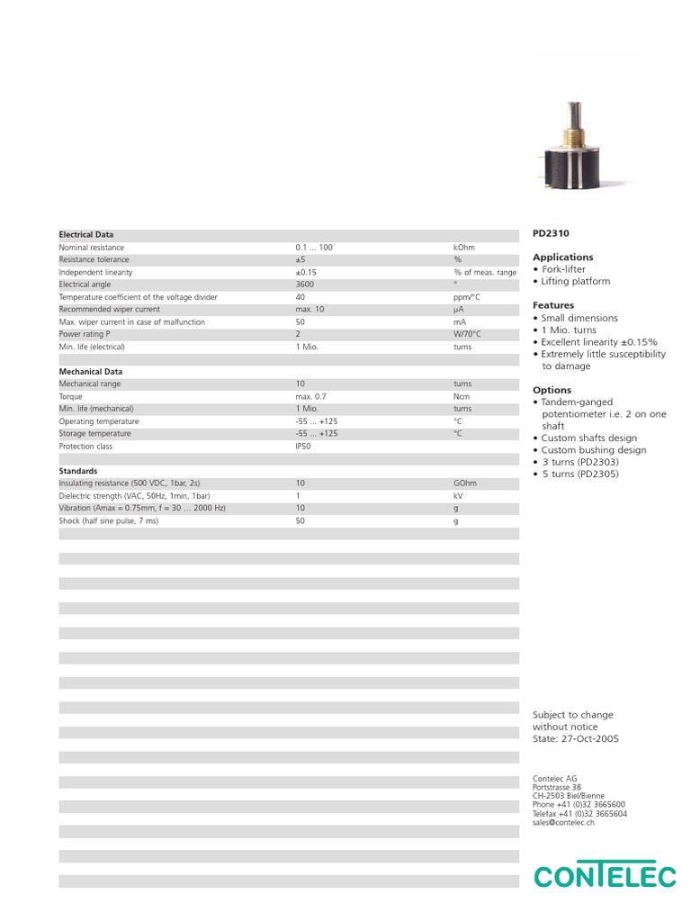Electrical Data: PD2310 Applications | PDF | Electrical Resistance And ...