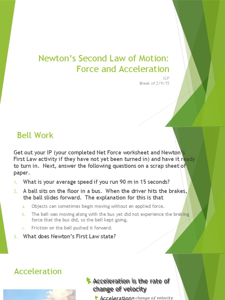 Newton's Second Law of Motion: Force and Acceleration | PDF | Force ...