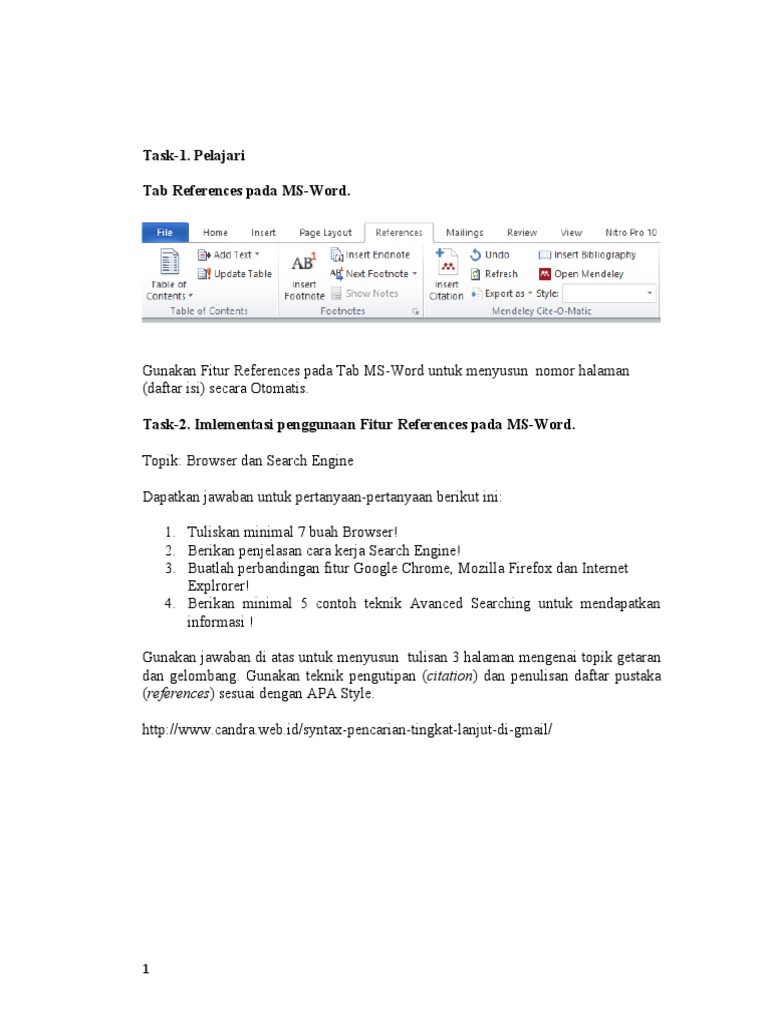 Panduan Fitur References di MS-Word | PDF