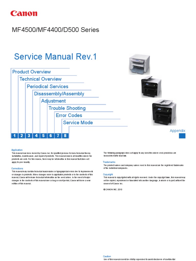 Service Manual Rev.1: MF4500/MF4400/D500 Series | PDF | Electronic ...
