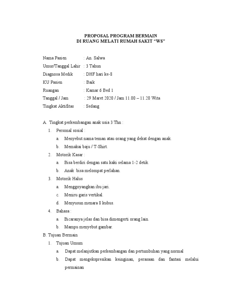 Contoh Proposal Bermain | PDF