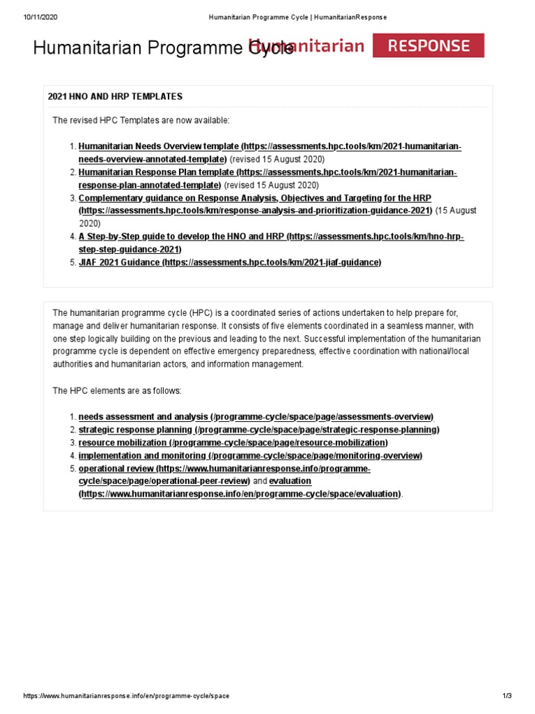 Humanitarian Programme Cycle - HumanitarianResponse | PDF | Policy ...