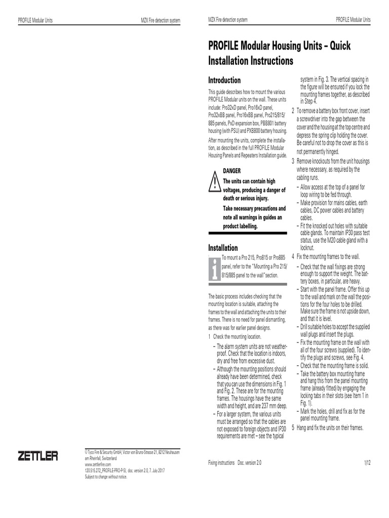 PROFILE Modular Housing Units - Quick Installation Instructions | PDF | Screw | Electricity