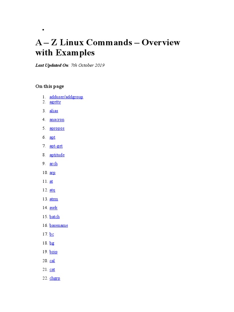 A-Z All Linux Commands | PDF | Zip (File Format) | Sudo