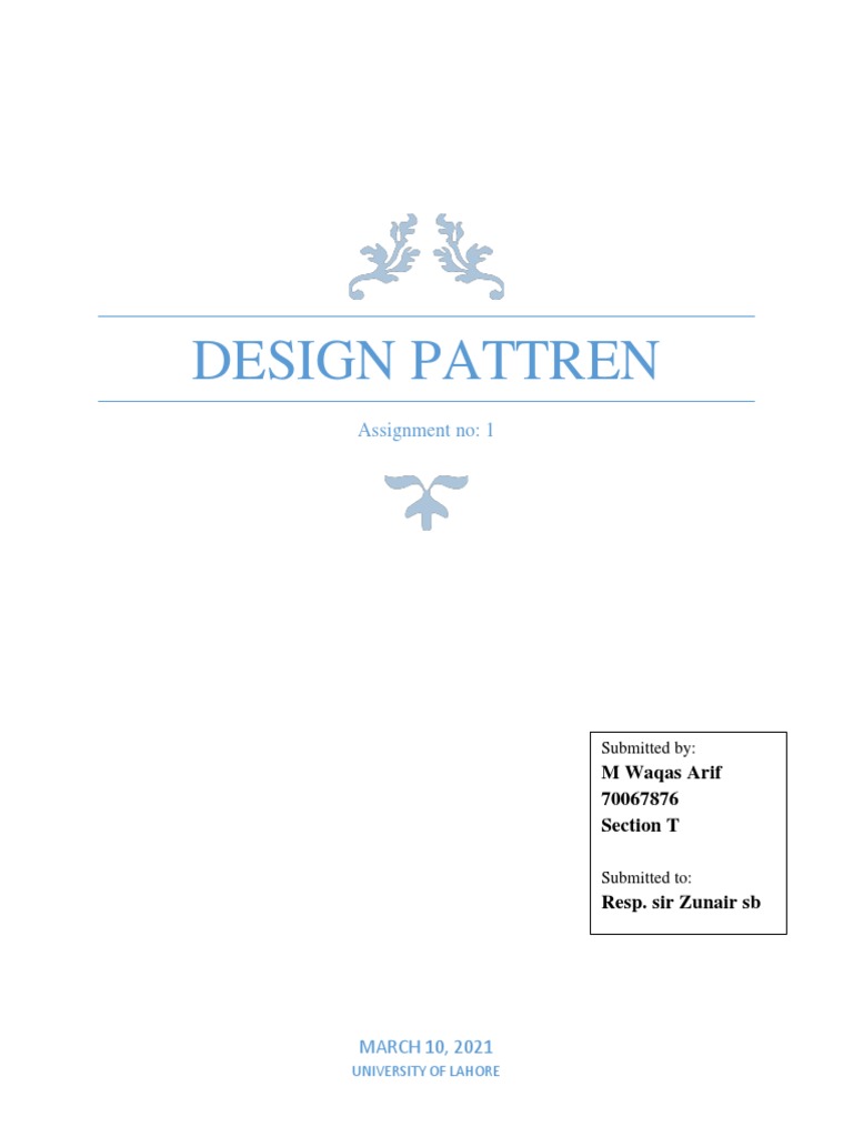 Design Pattren: Assignment No: 1 | PDF | Software Design Pattern | System