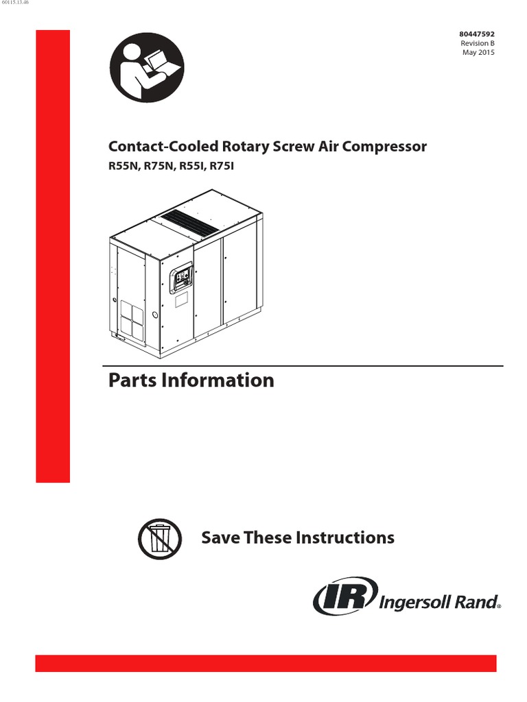 Manual Compresor Ingersoll Rand r75 I | PDF | Washer (Hardware ...