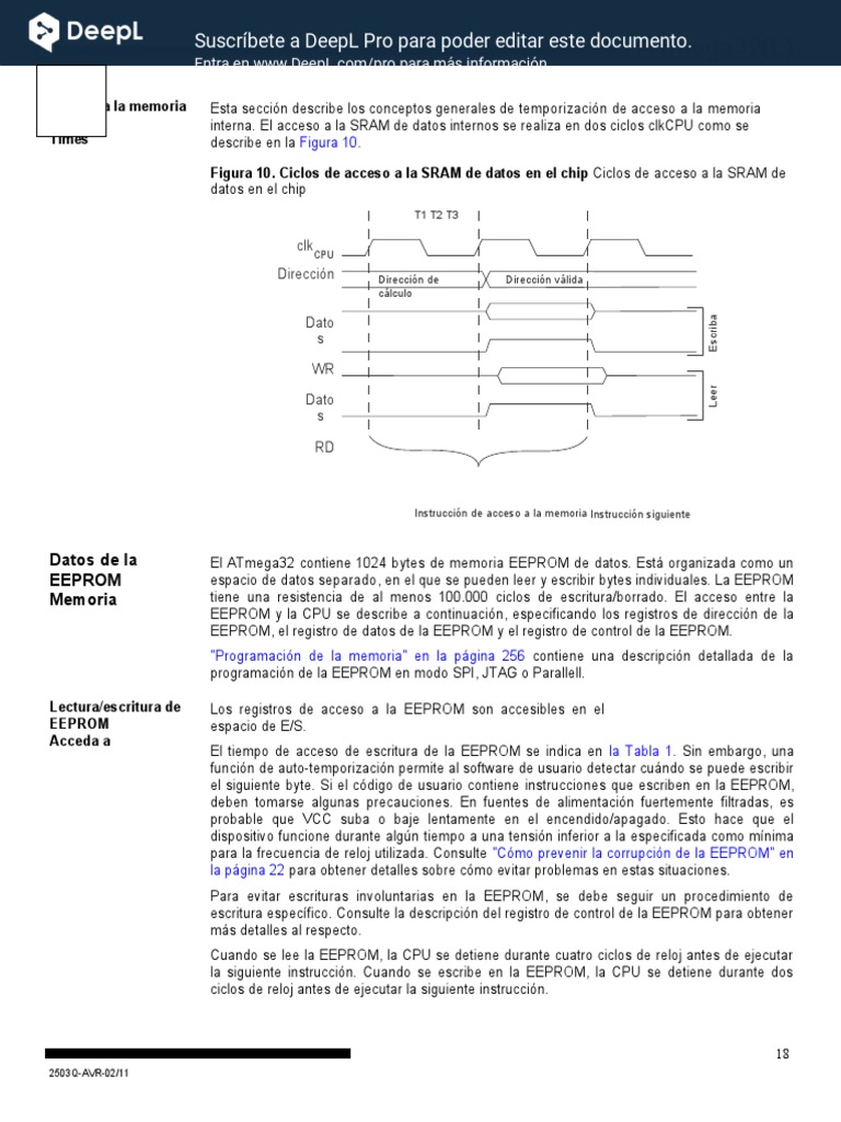 Data Sheet Memoria Eprom Atmega32 | PDF | Poco | Unidad Central de ...