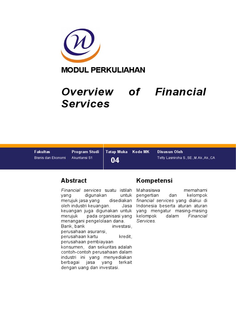 MODUL 4 - Overview of Financial Services | PDF | Pengelolaan Keuangan ...