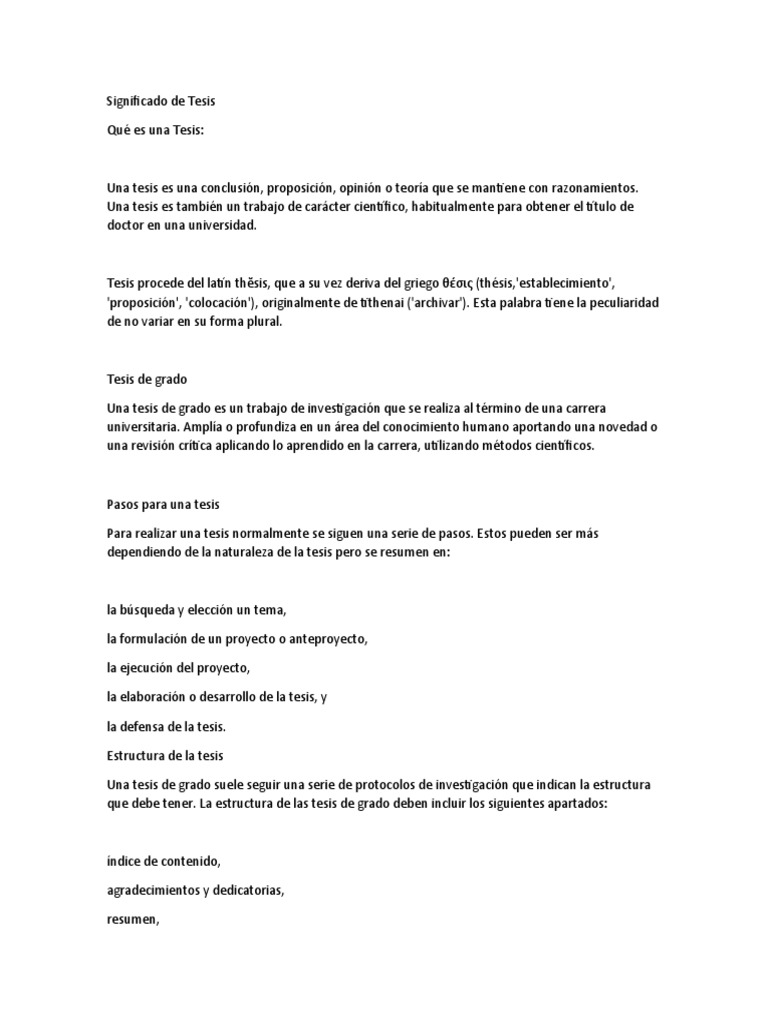Significado de Tesis | PDF | Teoría | Tesis