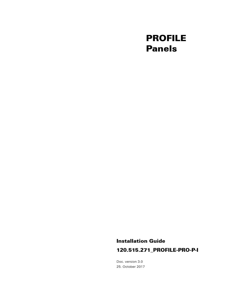 Profile Panels: Installation Guide 120.515.271 - PROFILE-PRO-P-I | PDF ...