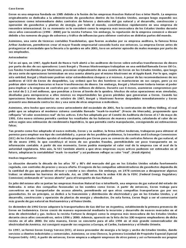 Enron: Fraude y Manejo de Louis Borget | PDF | Negocios