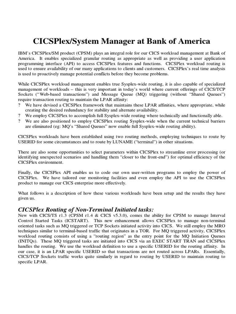 Cicsplex/System Manager at Bank of America | PDF | Information Age ...