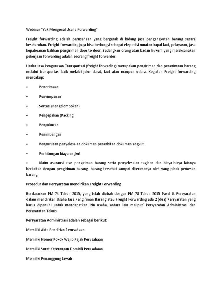 Reume Webinar Forwarding | PDF | Bisnis