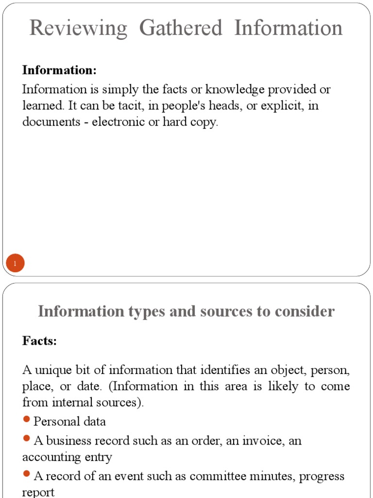 04-Reviewing Gathered Information | PDF | Information | Evaluation