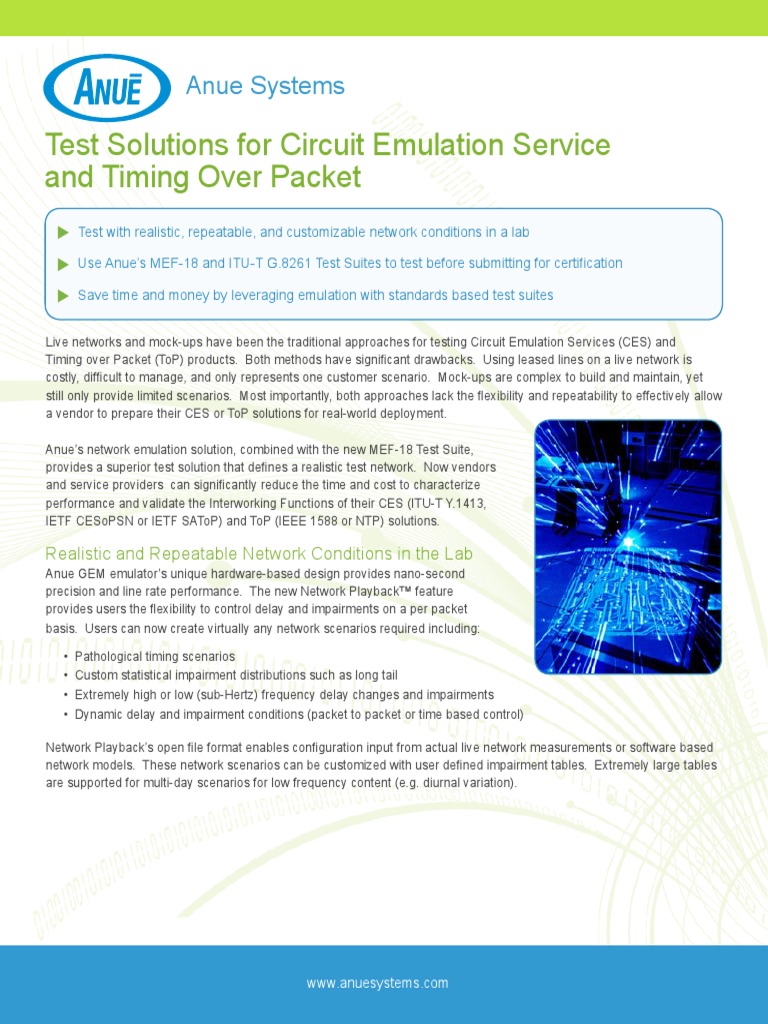 Test Solutions For Circuit Emulation Service and Timing Over Packet ...