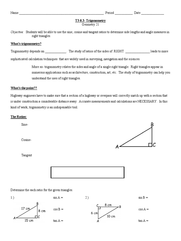 Using Trigonometric Ratios to Solve Problems Involving Right Triangles ...
