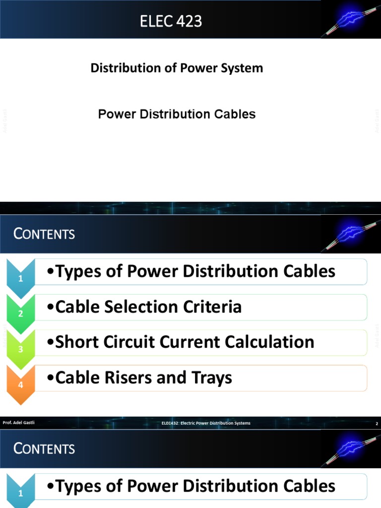 Distribution of Power System: ELEC 423 | PDF | Wire | Electricity